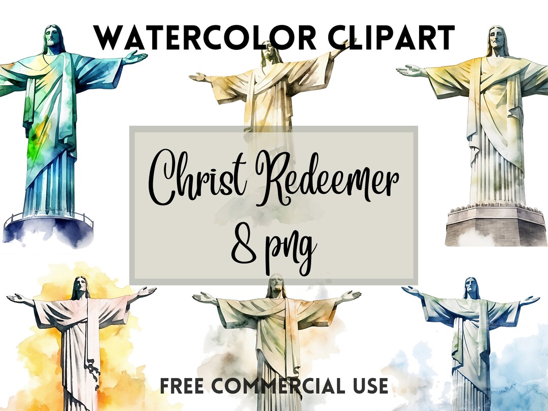 Watercolor Christ Redeemer Clipart, 8 Png, Landmark Clip Art, Digital ...