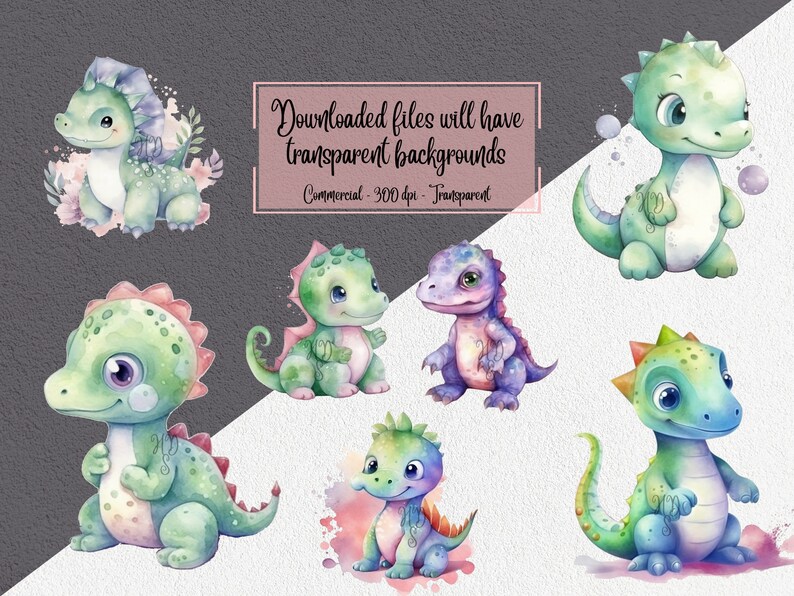 Watercolor Baby Dinosaurs Clipart 13 Png Dino Clip Art - Etsy Australia
