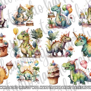 Watercolor Birthday Dinosaurs Clipart - 13png - Dinosaur Water Color ...