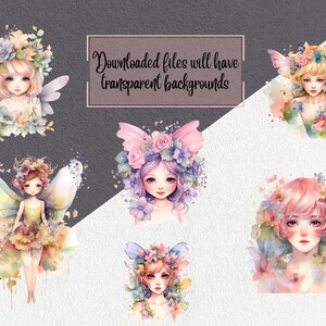 Watercolor Floral Fairy Clipart Pack 21 PNG Fairy Clipart, Watercolor ...