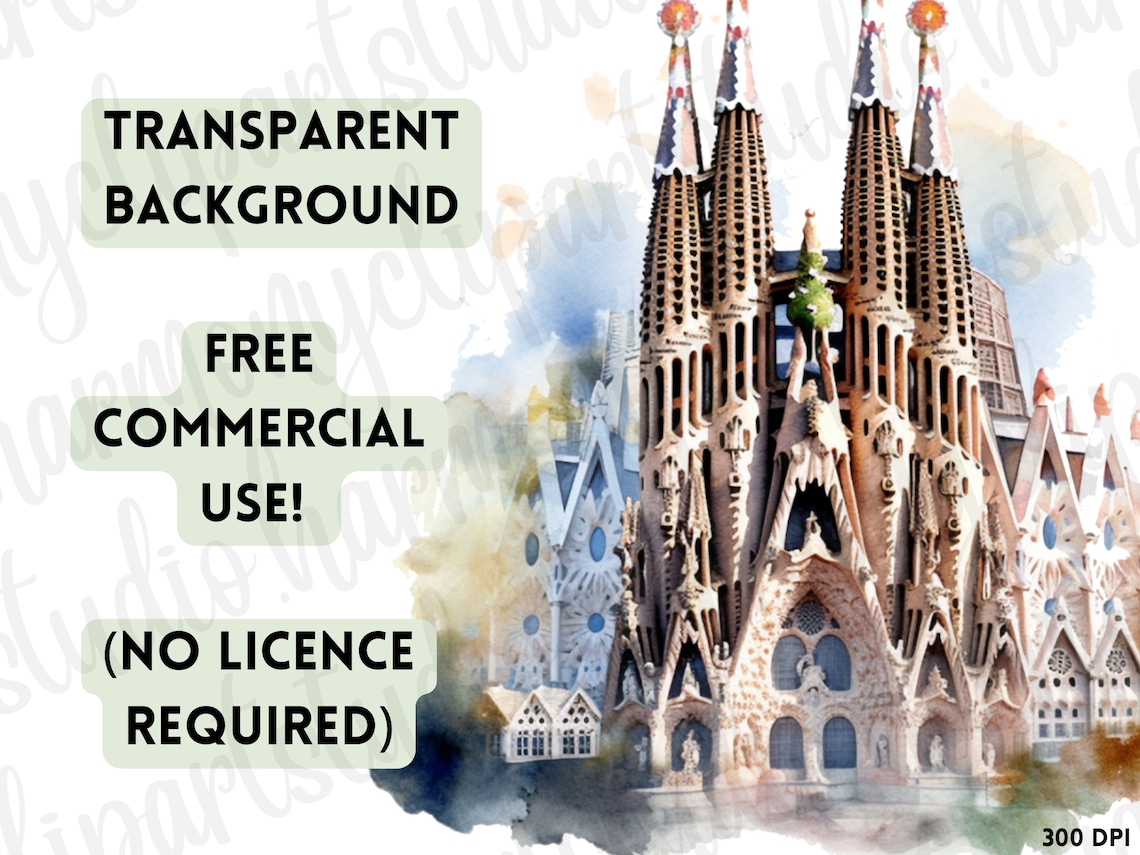 Watercolor Sagrada Familia Clipart 8 Png Landmark Clip Art - Etsy