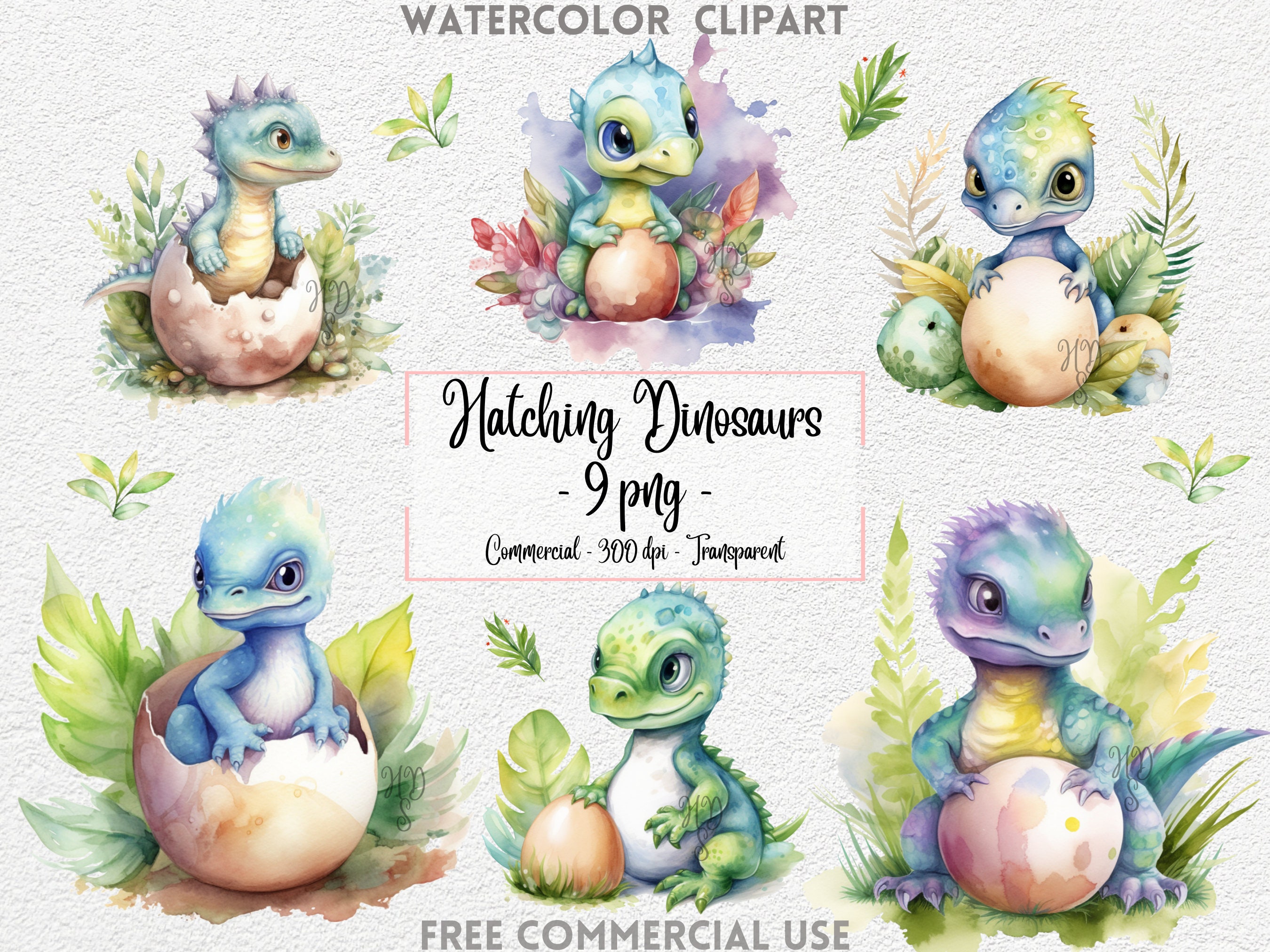 Watercolor Hatching Dinosaurs Clipart 9png Dinosaur Watercolor Clipart ...