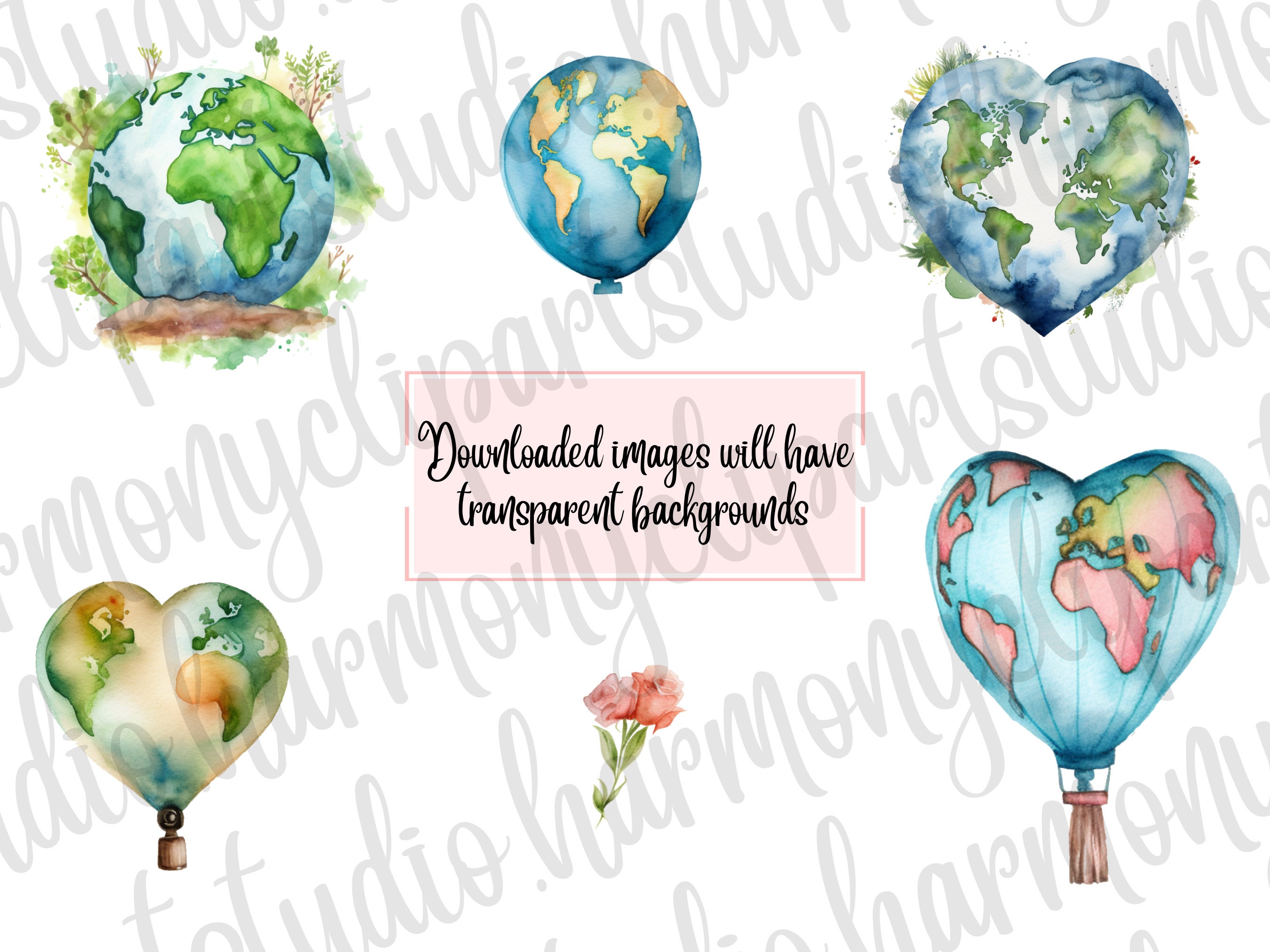 Watercolor Earth Day Clipart Pack 33 Png Nature Watercolor Clipart ...