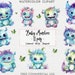 Watercolor Baby Monsters, Clipart, 11 Png, Monster Clip Art, Monster ...