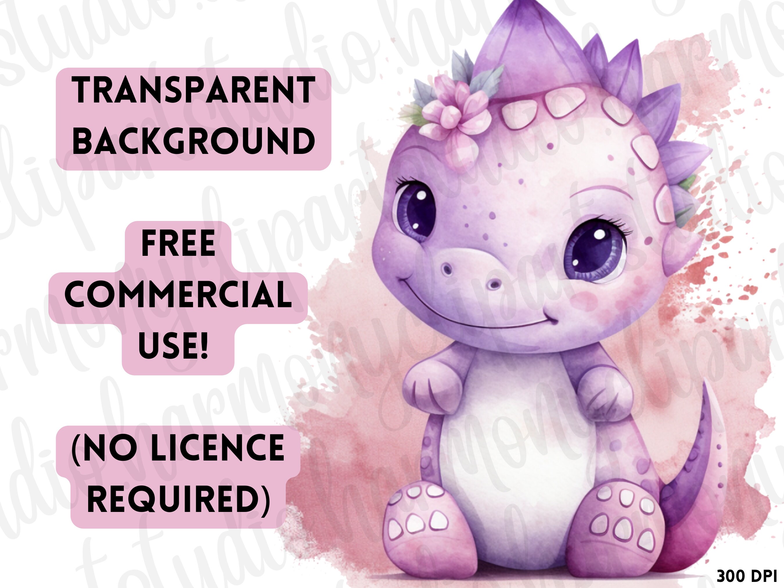 Watercolor Girly Dinosaurs Clipart 25png Dinosaur Watercolor Clipart ...