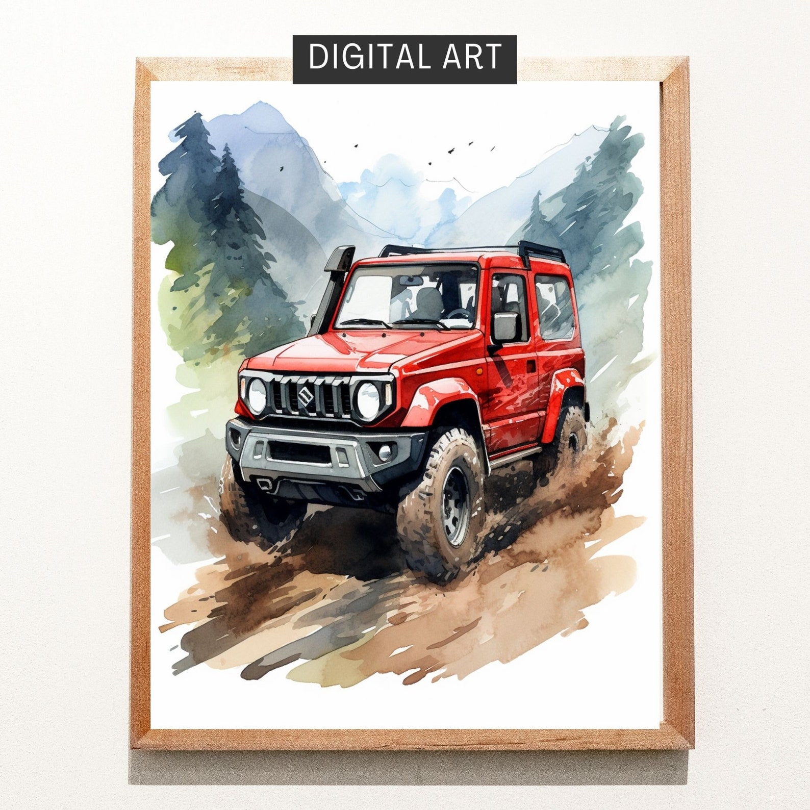 Colorful Off-road Art /watercolor Drawing of a Red Suzuki Jimny - Etsy