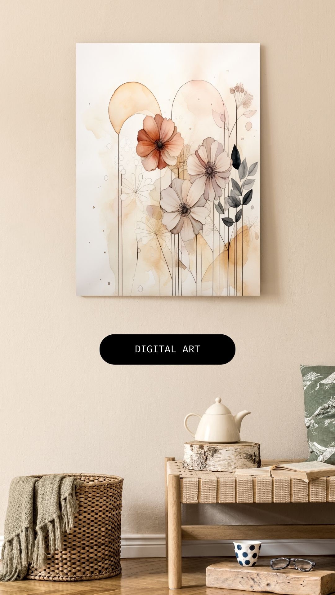 Modern Boho Blooms /watercolor Flowers /boho /minimalist - Etsy
