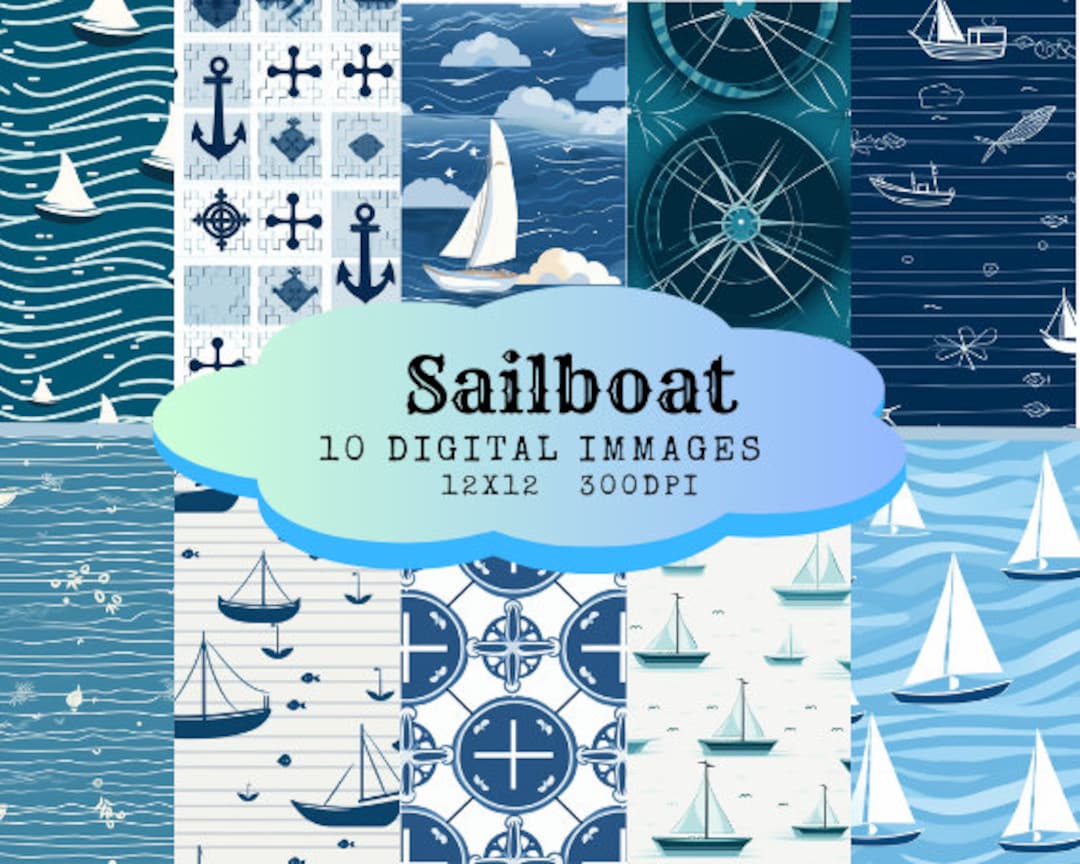 SAILBOAT DIGITAL PAPER | Instant Download | Set of 10 | Seamless ...