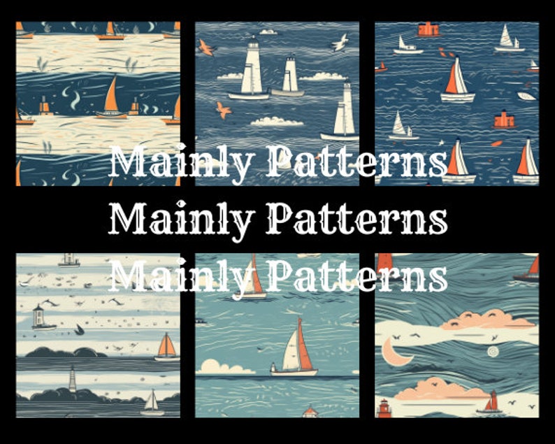 COASTAL SAILS | Instant Digital Download | Seamless Coastal Patten ...