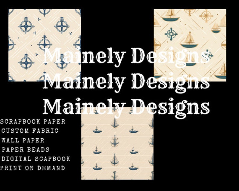 Sailboat Nautical Pattern Scrapbook Printable Paper Nautical Pattern ...