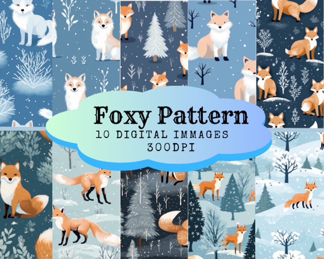 Cute Fox Digital Paper Seamless Printable Pattern Download Cards Paper ...