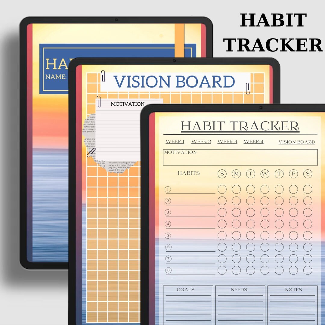 Habit Tracker , Digital Habit Tracker, Printable, Weekly, Daily Habit ...