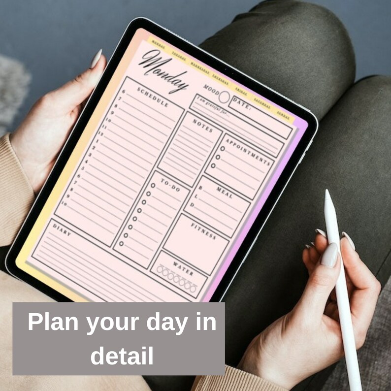 Minimalist Daily Planner for a Week, Printable and PDF Versions ...