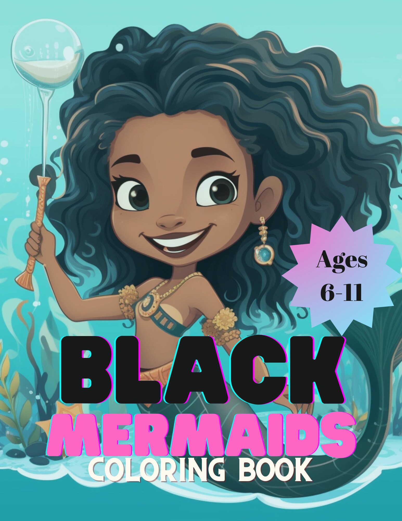 Black Mermaids 30 Page Coloring Book, Digital Download Coloring Book - Etsy