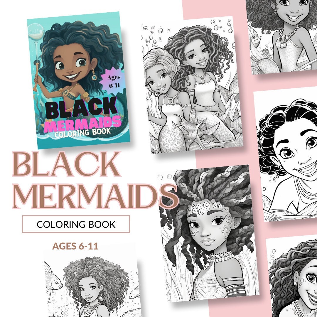 Black Mermaids 30 Page Coloring Book, Digital Download Coloring Book - Etsy