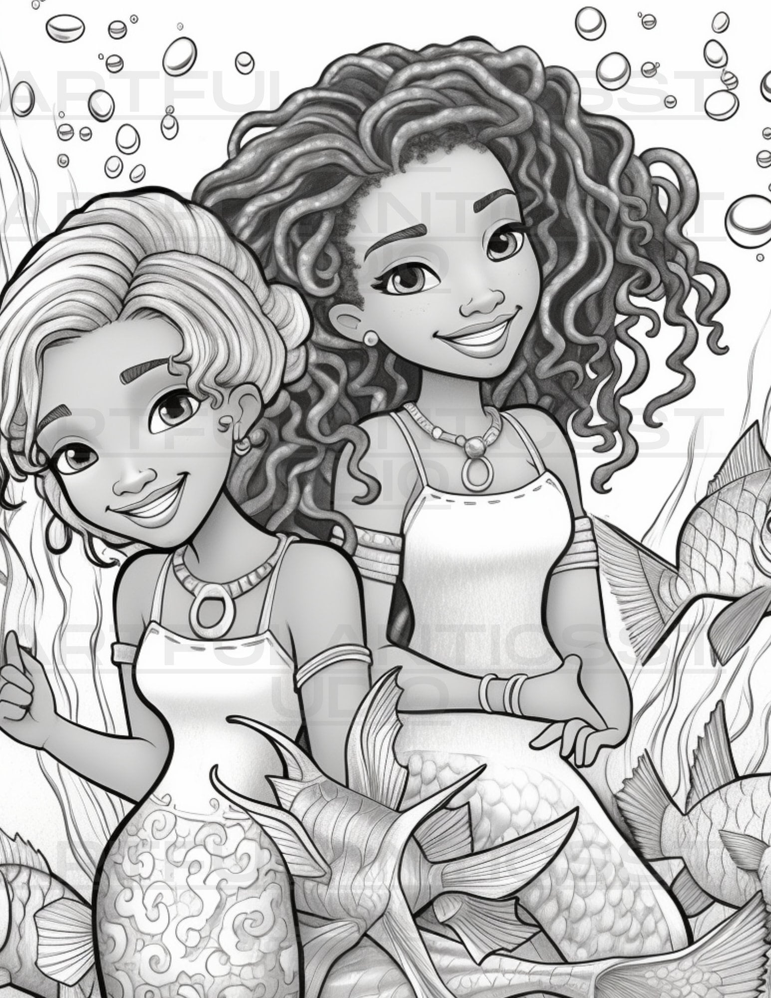 Black Mermaids 30 Page Coloring Book, Digital Download Coloring Book - Etsy