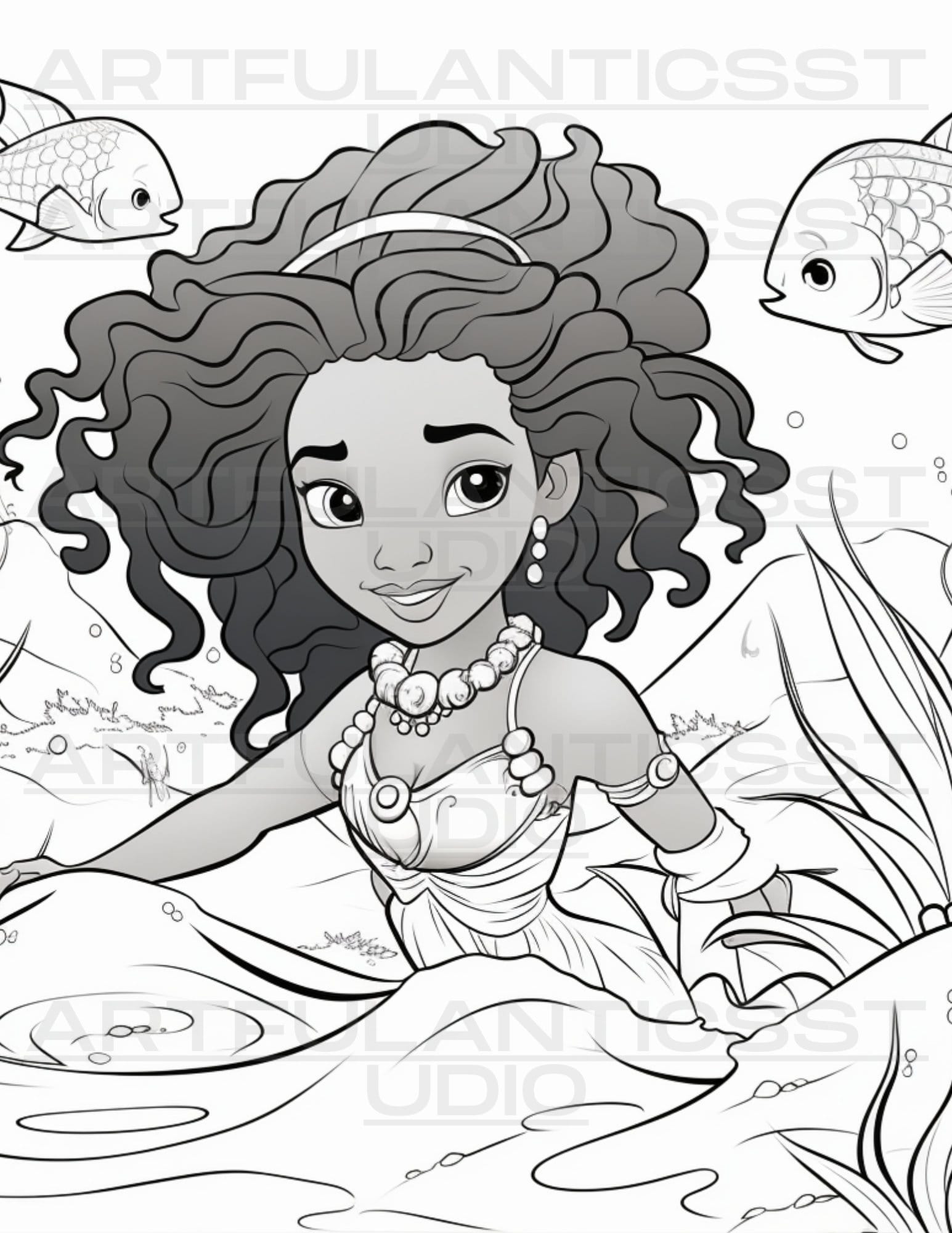 Black Mermaids 30 Page Coloring Book, Digital Download Coloring Book - Etsy