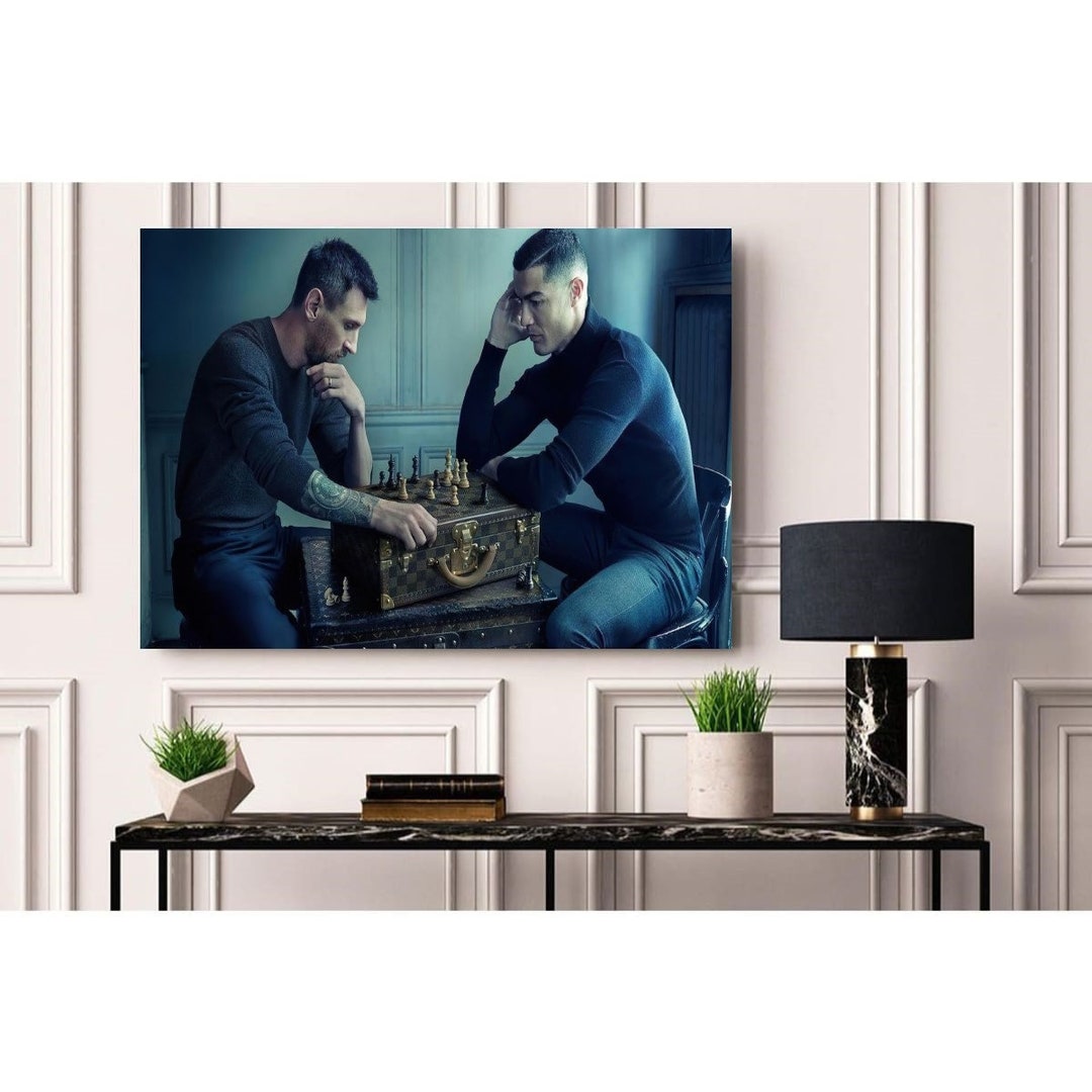 Lionel Messi Cristiano Ronaldo Chess Canvas Wall Art Messi and Ronaldo ...