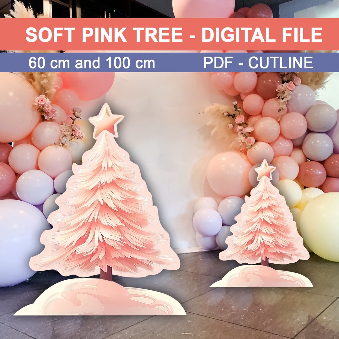 Soft Pink Tree, Digital File, Christmas Tree, Birthday Party Decor ...