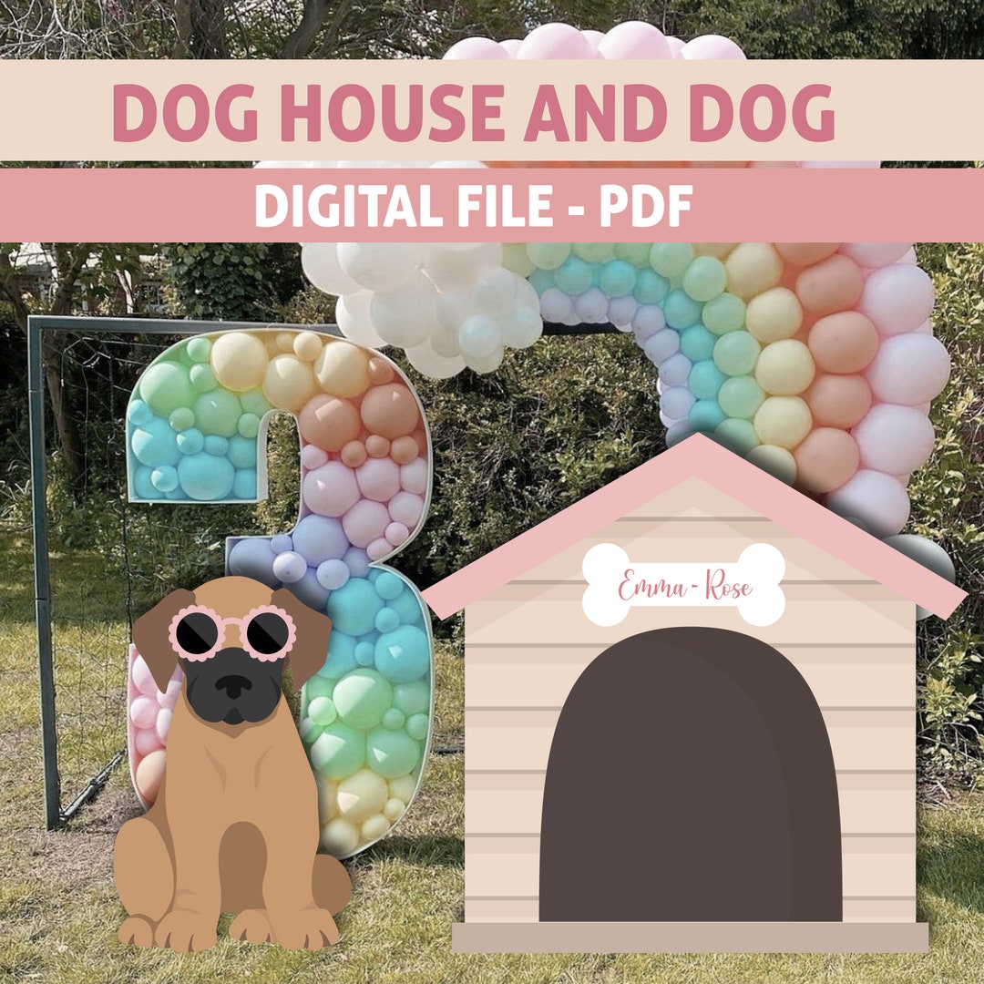 Dog House Birthday Party Decor, Dog With Glasses (PDF) - Etsy