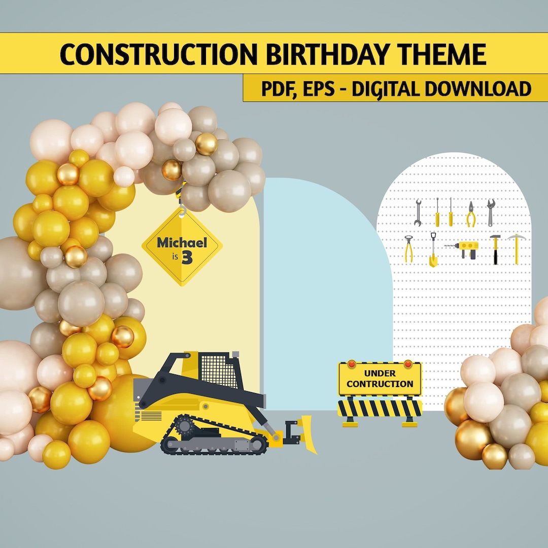Construction Theme,big Decor,groovy Cutout,construction Birthday ...