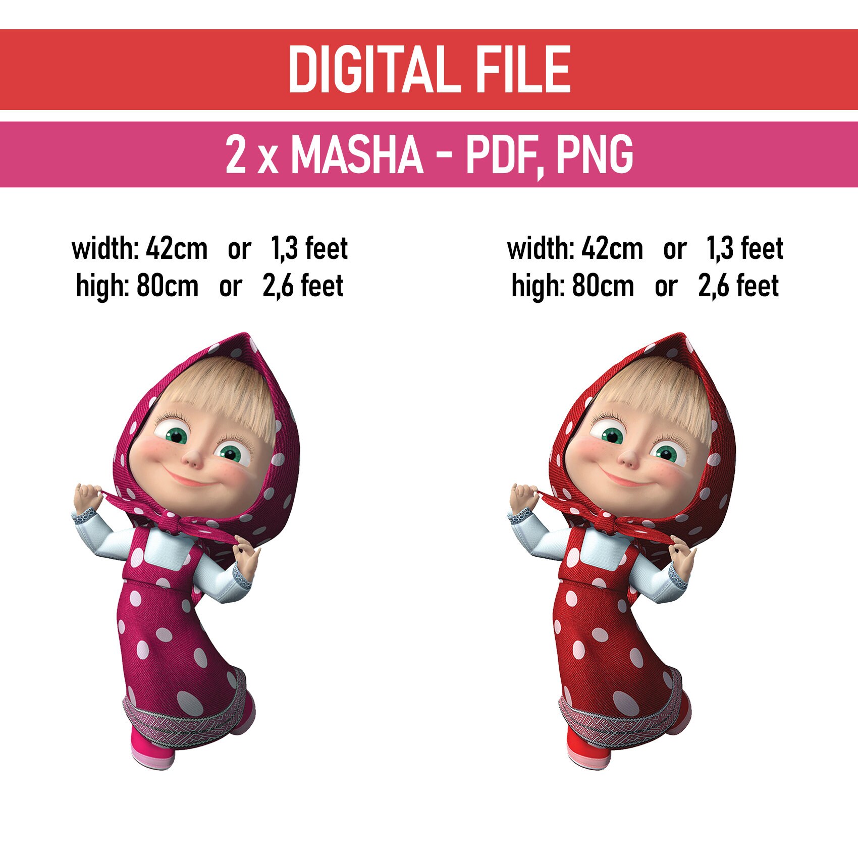 Masha and Bear Big Decor, Digital Download, PDF, PNG, Masha Birthday ...