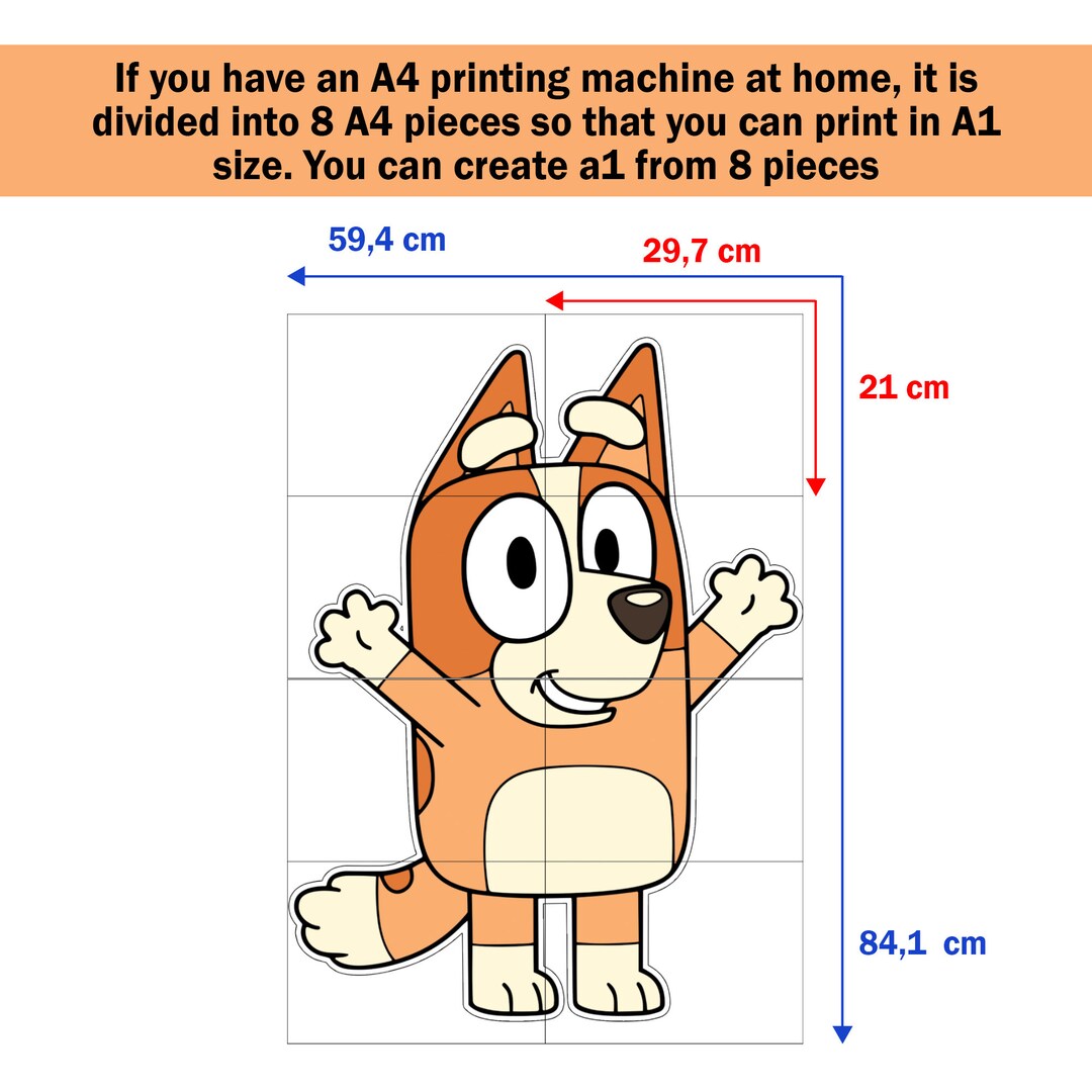 Bingo Dog, Bingo Cutout, 8 Pcs A4 , Blueyy Party Decoration, Digital ...