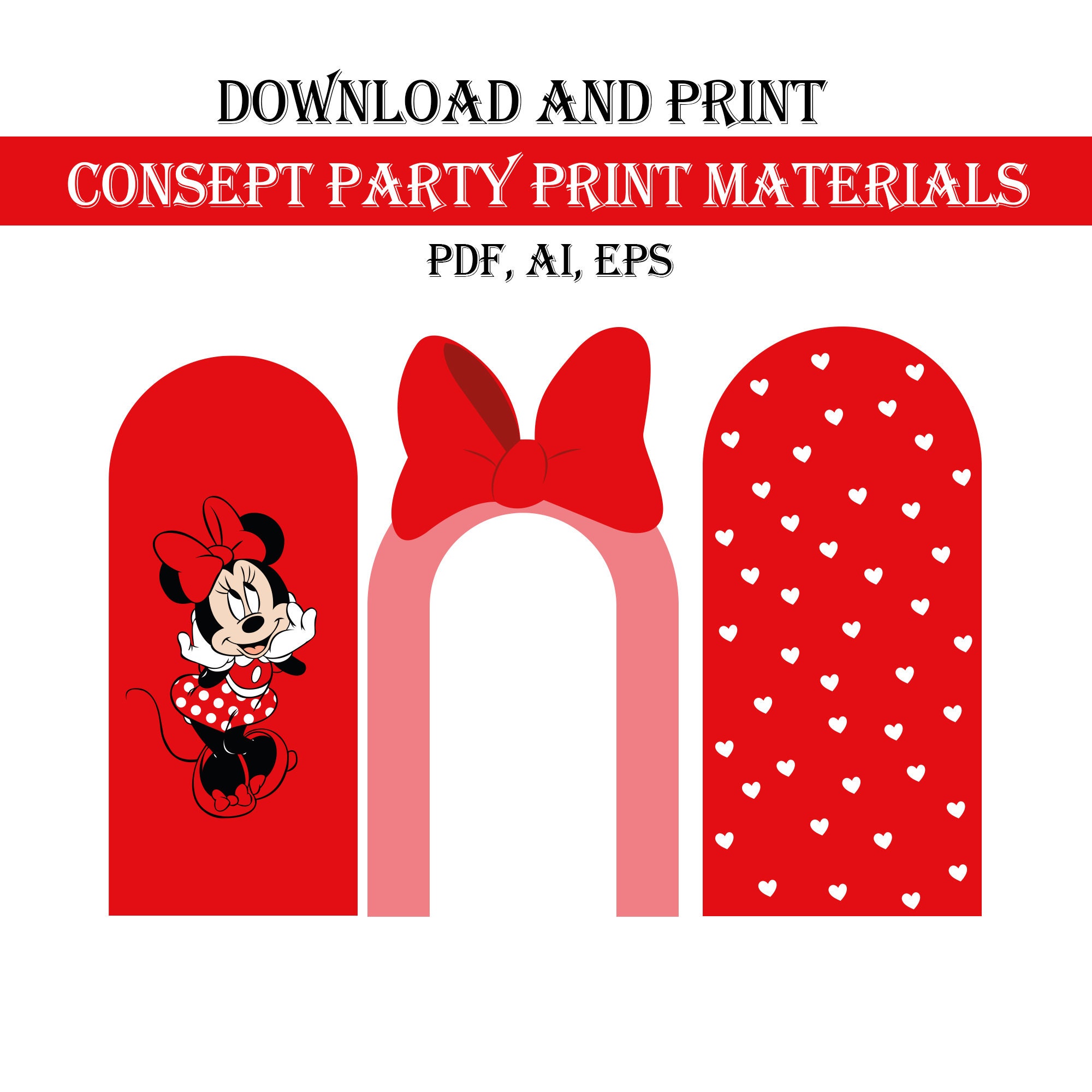 Minnie Mouse Download and Print Red Minnie Mouse Concept Party - Etsy