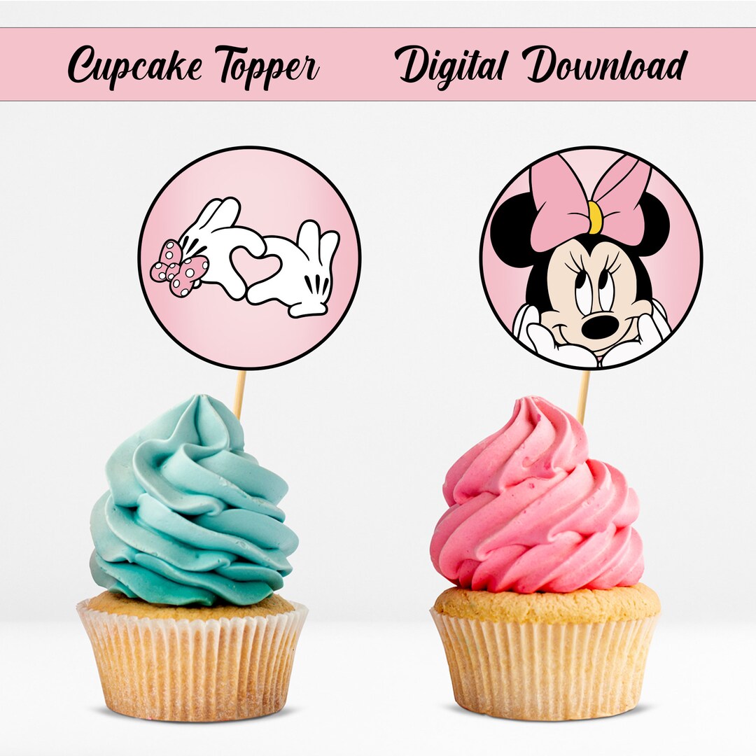Minnie Mouse Digital File, Minnie Party Table Decorations, Pink Cupcake ...