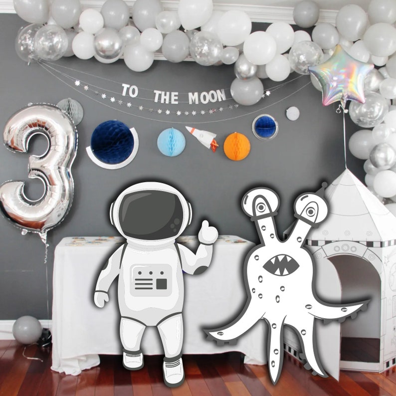 Big Decor Space Birthday Theme, Astronaut Cutout, Space Cutout, Alien ...