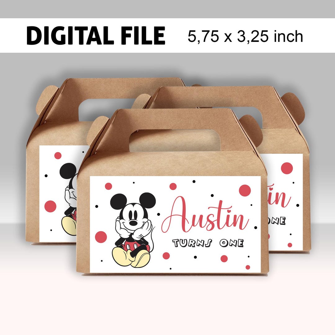 DIGITAL FILE ONLY, Mickey Mouse Gable Box Label, Printable, Mouse ...