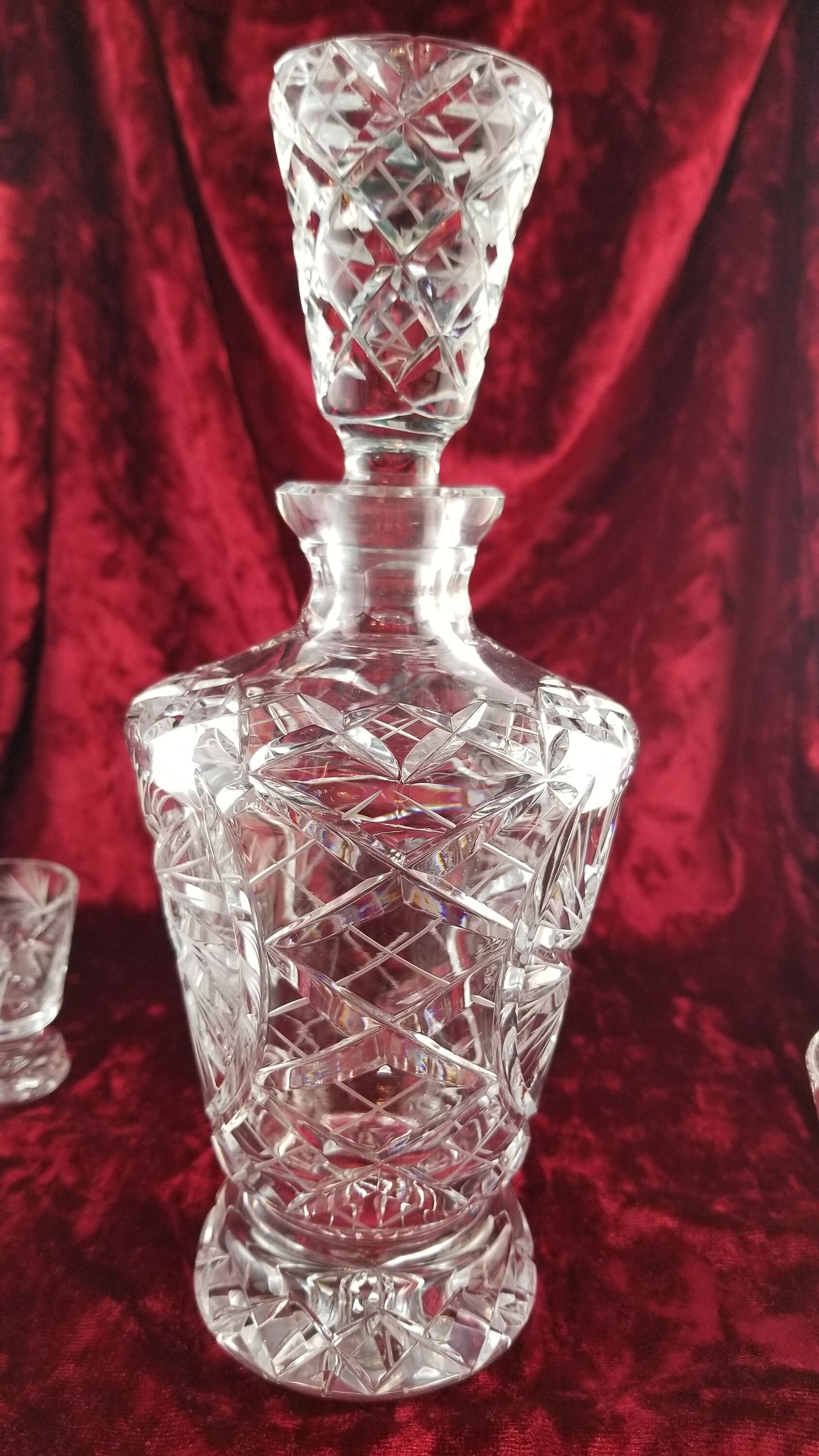 Pinwheel Crystal Decanter With Shot Glasses Gift for Him Crystal ...