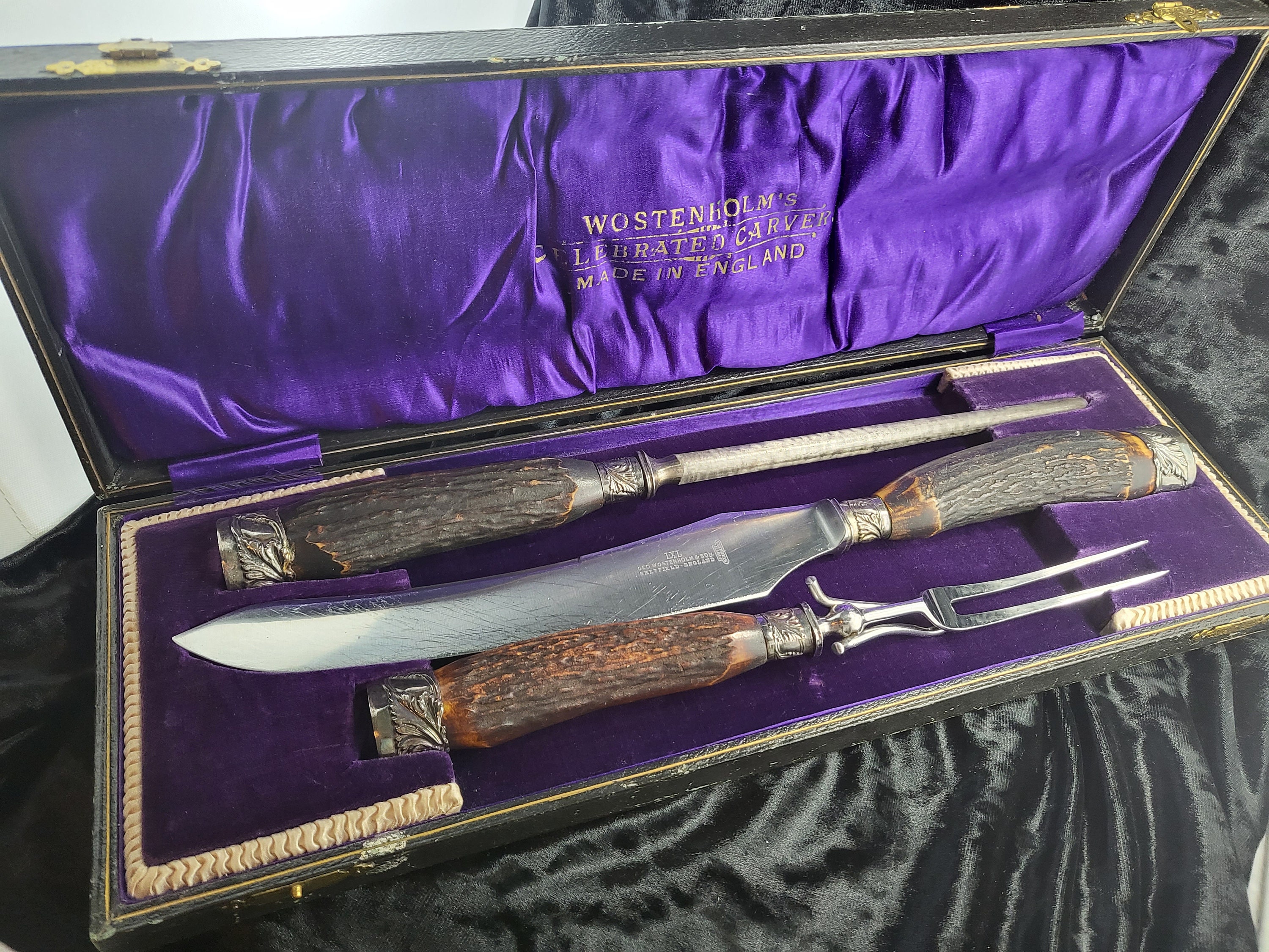 Sheffield Stag Horn Carving Knife Set 3 Piece Stag Horn - Etsy