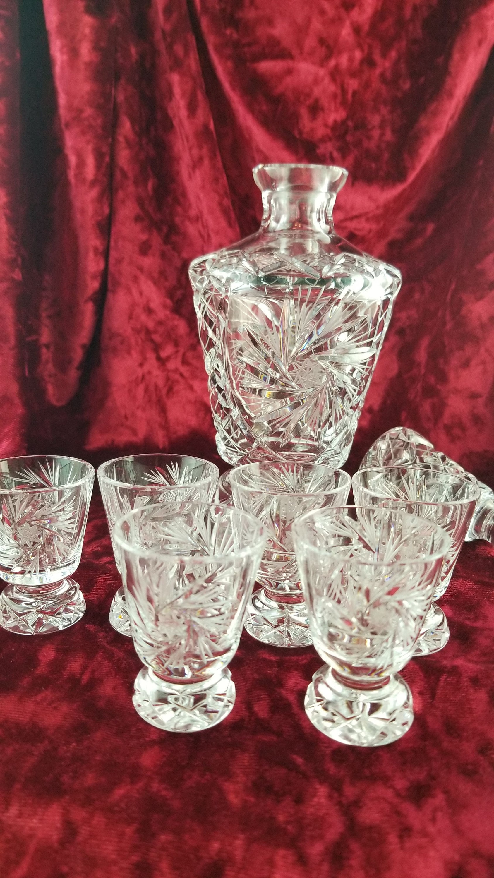 Pinwheel Crystal Decanter With Shot Glasses Gift for Him Crystal ...