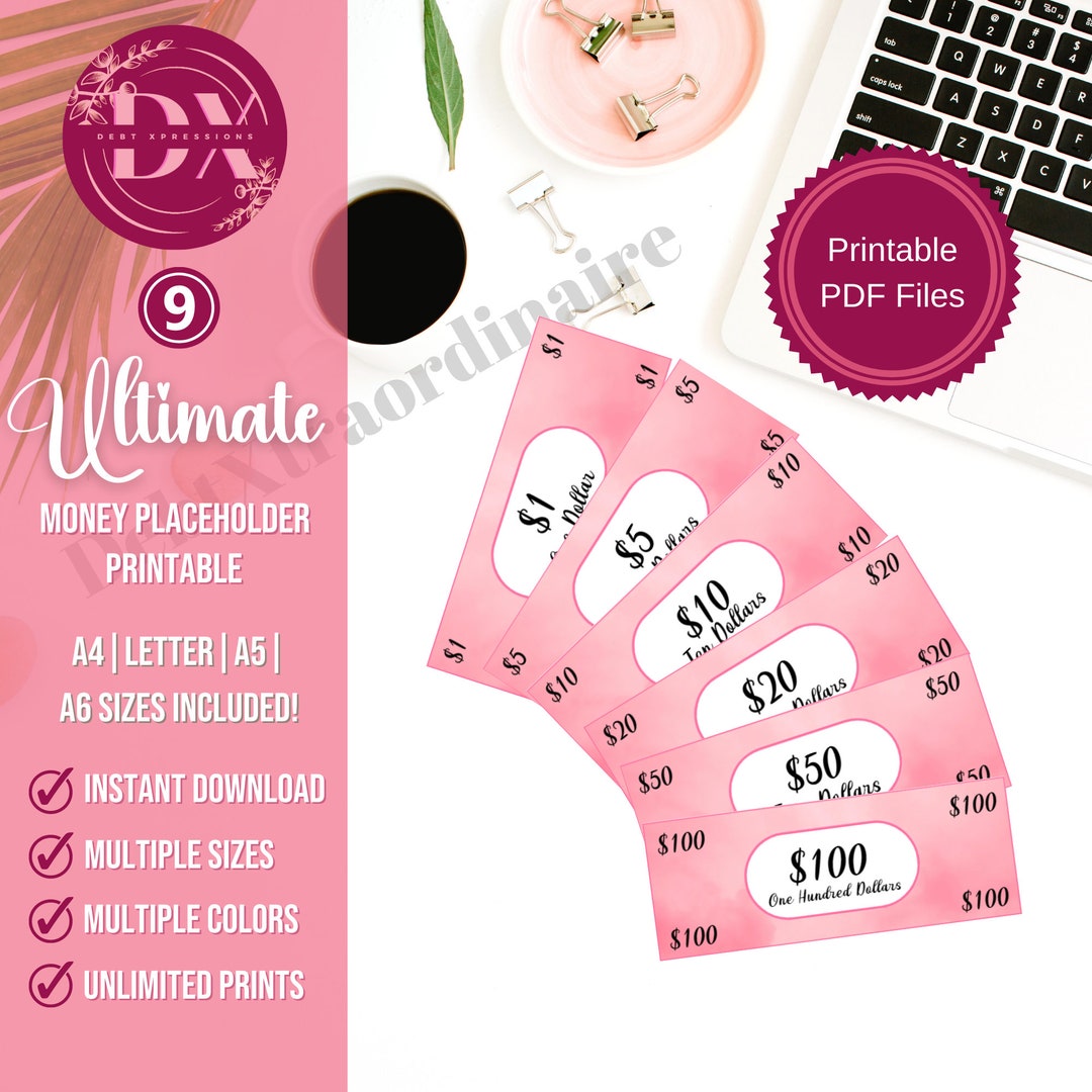 Printable Cash Placeholders| Prop Money for Cash Stuffing| Money Bundle ...