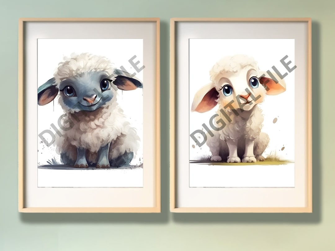 Baby Sheep Watercolor Printable Art, Nursery Wall Decor, Baby Animal ...