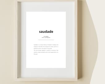 Saudade Definition Printable Wall Art Portuguese Definition - Etsy