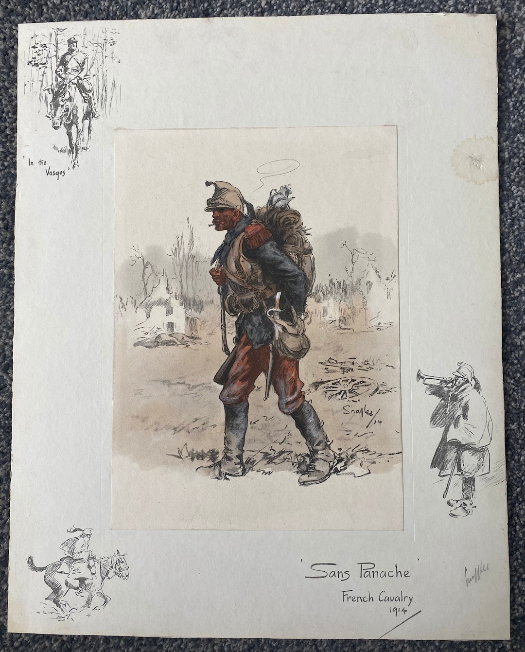 Snaffles' "sans Panache - French Cavalry 1914", Circa 1915, Printed ...