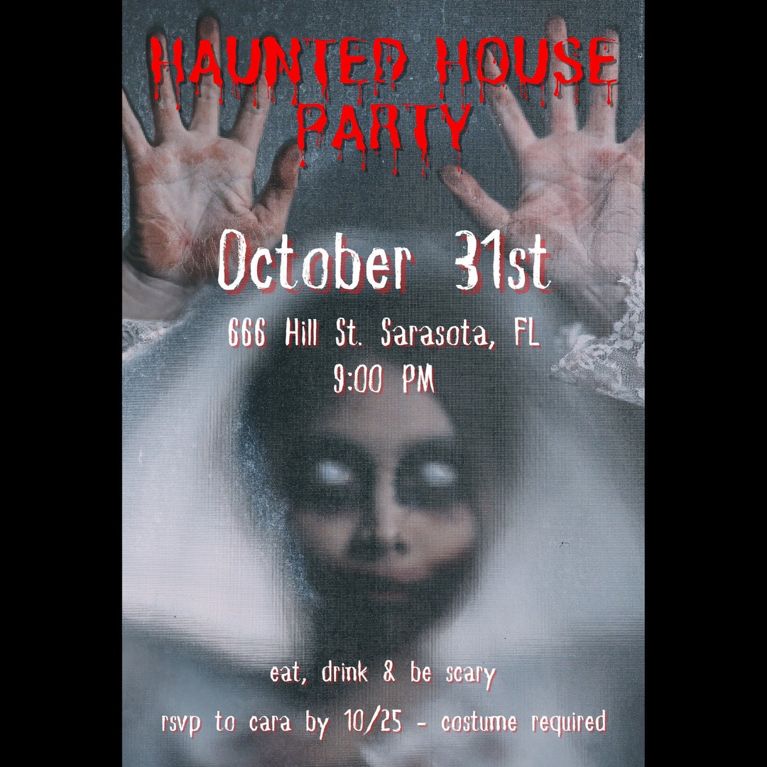 Editable Adult Haunted House Invite! Spooky Design for Your Mobile ...