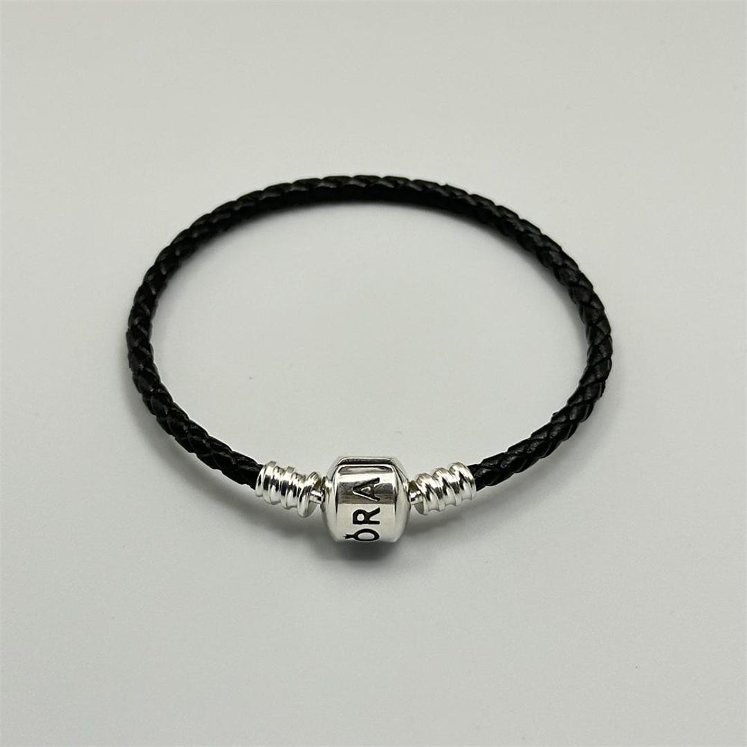 Pandora Bracelet Single Braided Leather Black - Etsy