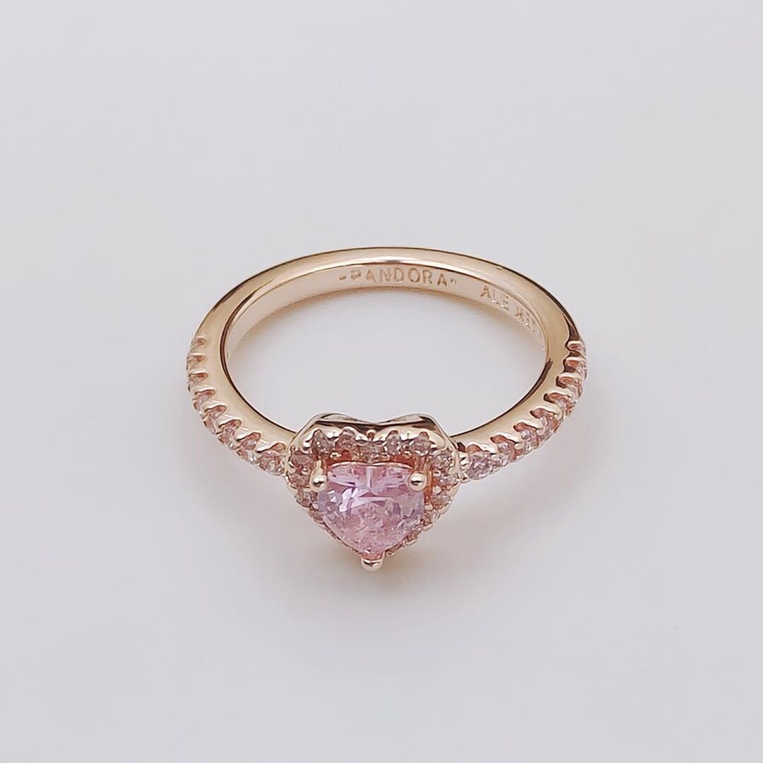 Pandora Ale Sparkle Pink Rose Gold Heart Ring - Etsy