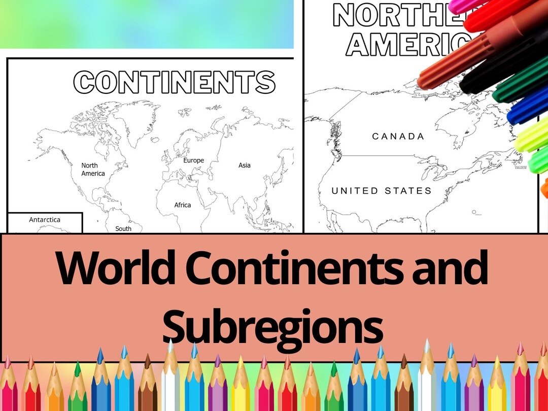 World Continents and Subregions to Coloring With Names of Countries ...