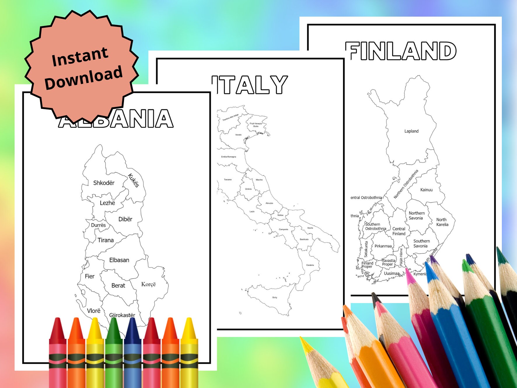50 Countries to Paint With Names for Kids, Countries With Names ...