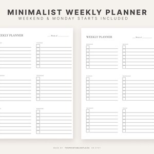 Minimalist Weekly Planner Printable, Daily to Do List for Work/home ...