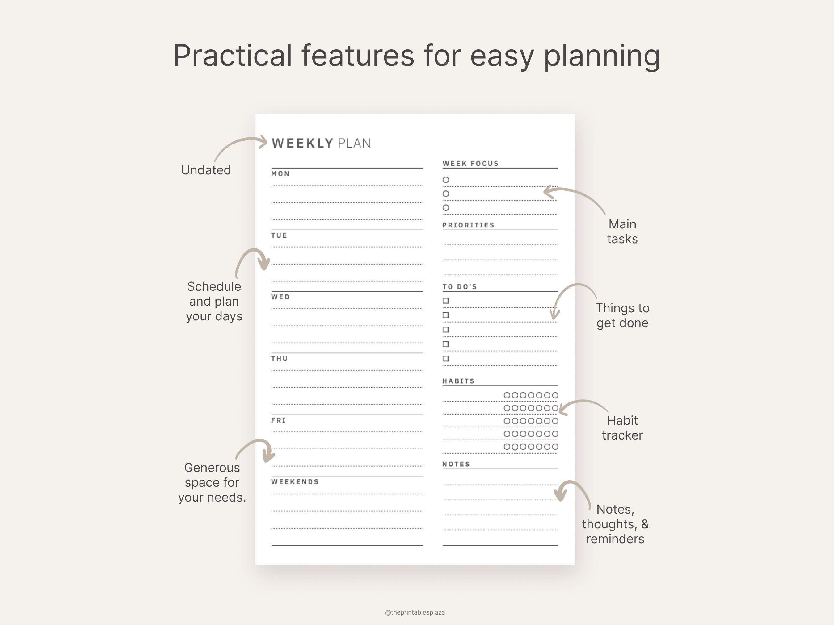 Weekly Planner Printable, Weekly Schedule, Week at a Glance, Weekly ...