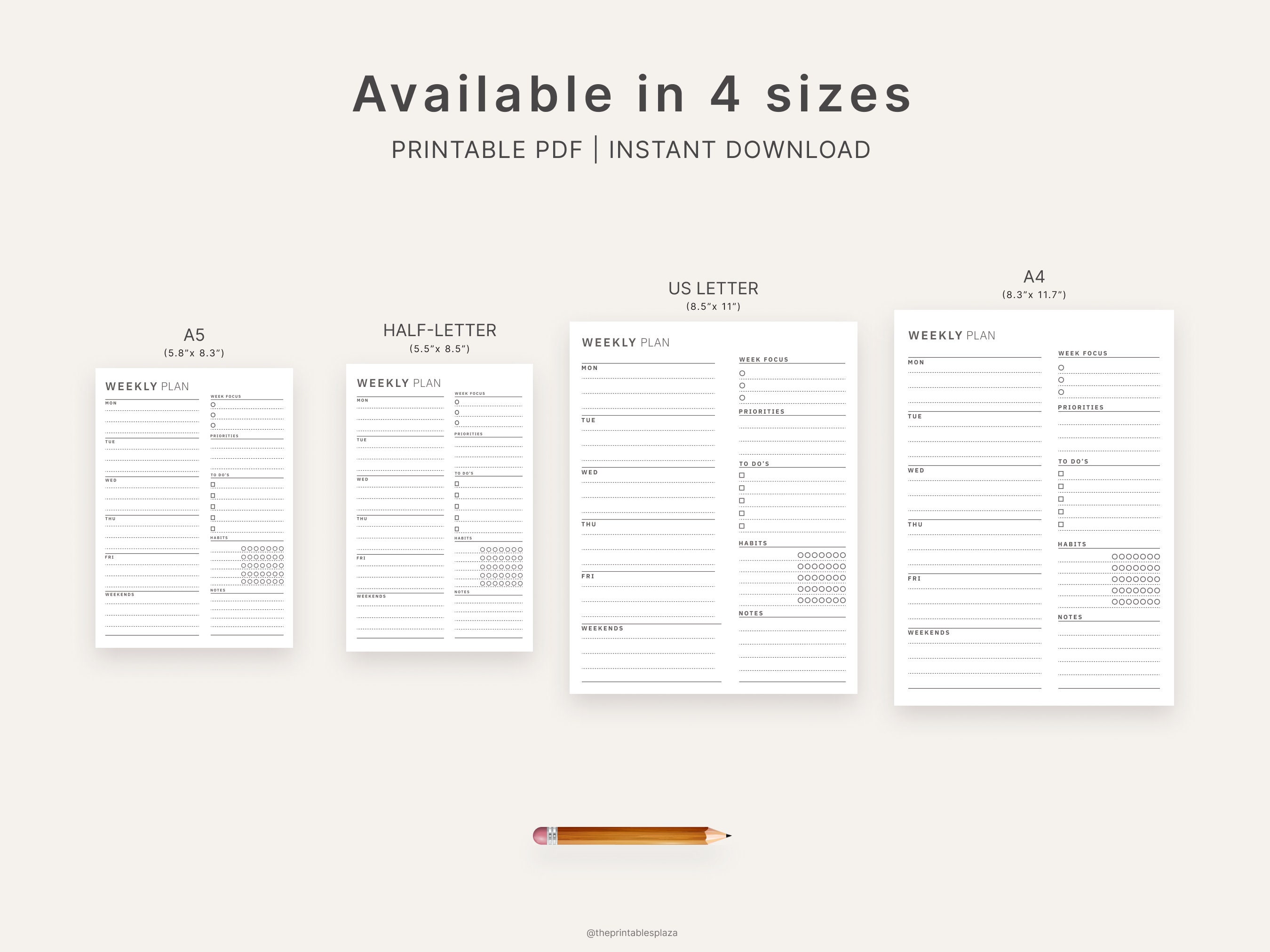 Weekly Planner Printable, Weekly Schedule, Week at a Glance, Weekly ...