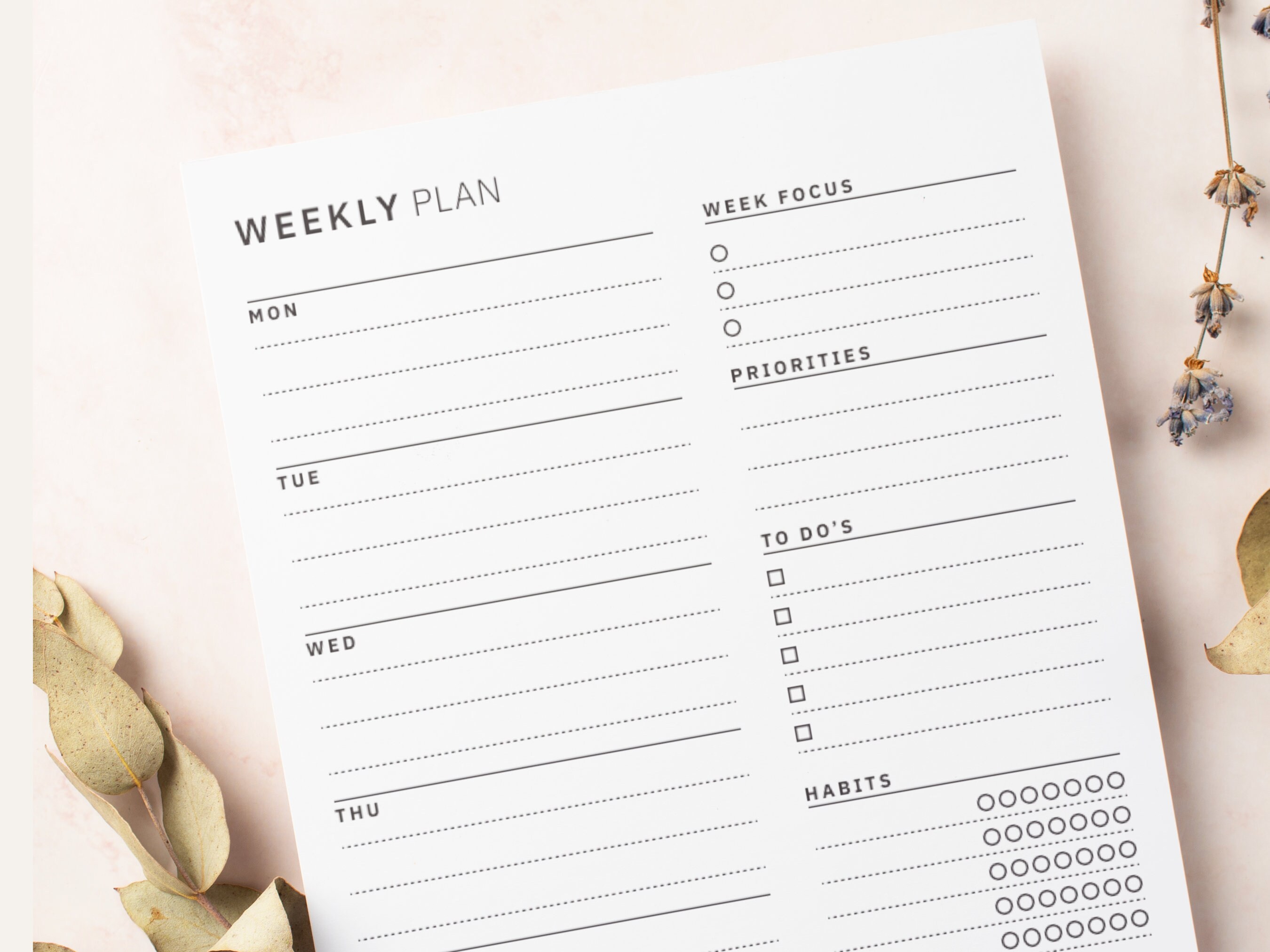 Weekly Planner Printable, Weekly Schedule, Week at a Glance, Weekly ...