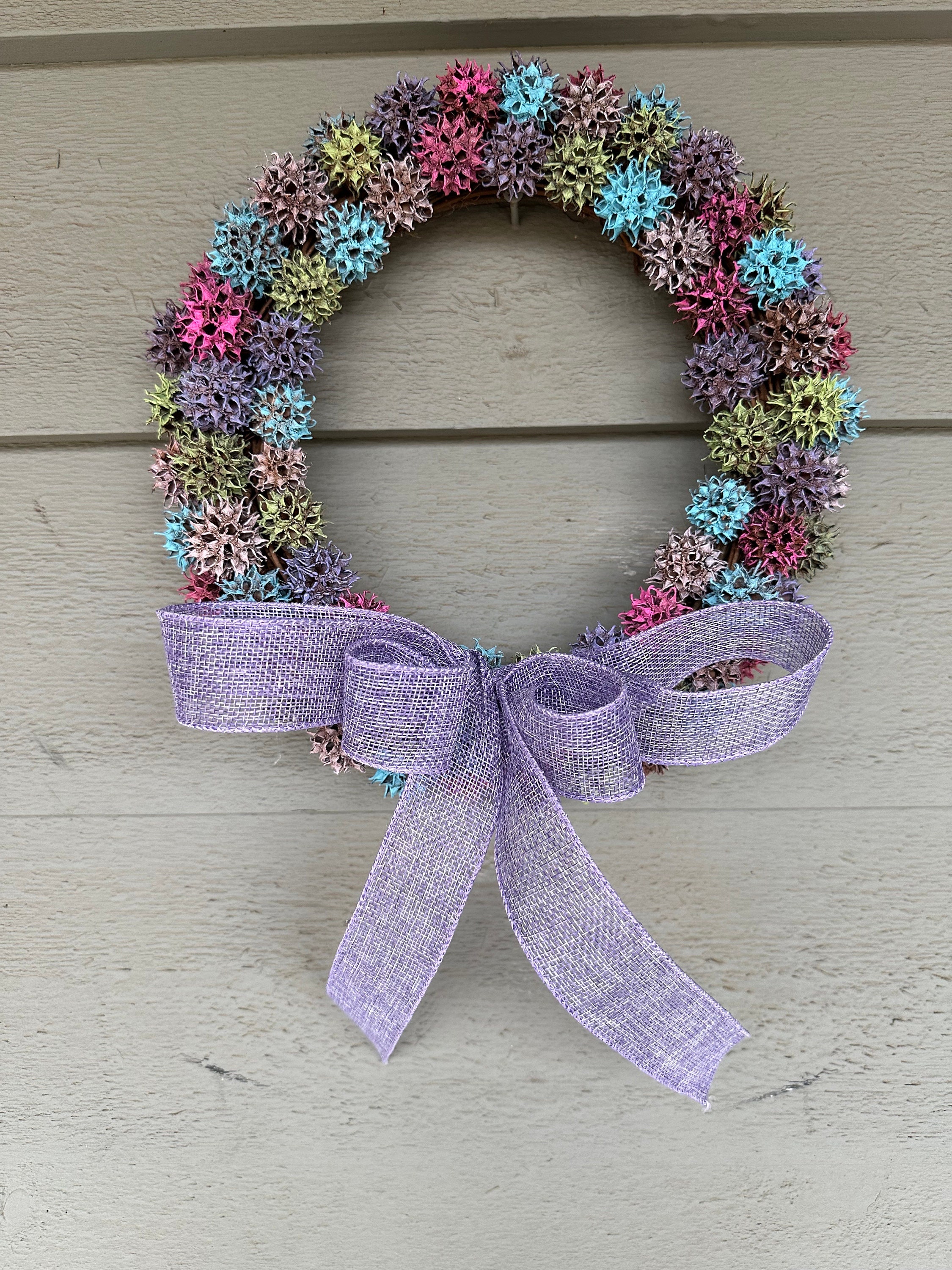 Sweet Gum Ball Wreath Spring Wreath Front Door Wreath Polka Dot Wreath ...