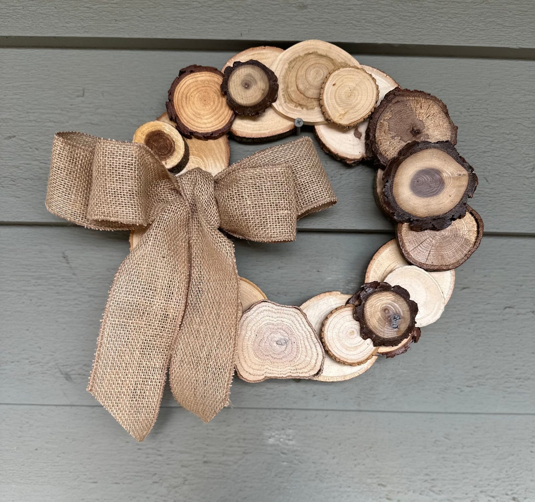 Wood Slice Wreath, FREE SHIPPING, Winter, Modern Farmhouse, Home Decor ...
