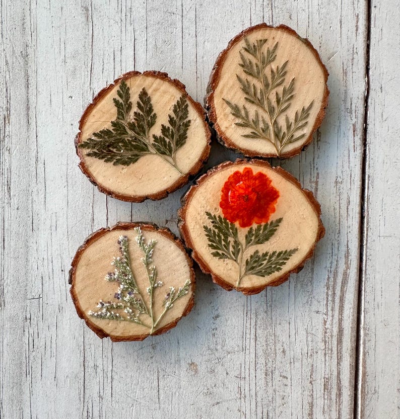 Pressed Flower Magnet: Rustic Floral Kitchen Magnets - Etsy